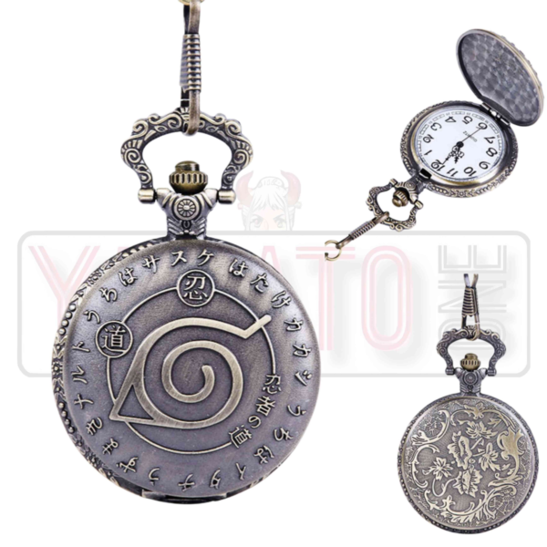 Naruto themed antique analog quartz pocket watch - Welcome To Yamato One